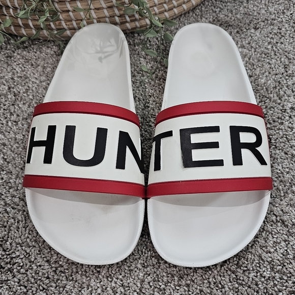 Hunter | Shoes | Hunter Logo Poolshower Slide Sandals Mens 7 Womens 9 ...